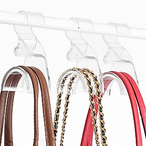 Purse Hanger Organizer for Closet 3 Pack - Durable Luxury Acrylic Holder for Handbag Tote Bag Satchel Backpack Crossover - Holds Up to 66Lbs – Easy to Clean, No Tools Required