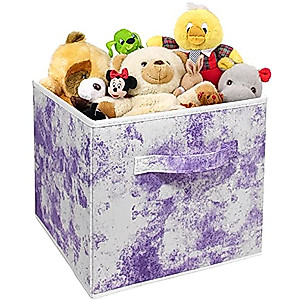 Sorbus Cube Storage Bins Cube Foldable Fabric Basket Bin Box Shelves Cubby Cloth Organizer - Great for Kids Nursery Closet Shelf, Playroom, Home Organization, 4-Pack (Tie-Dye Purple)
