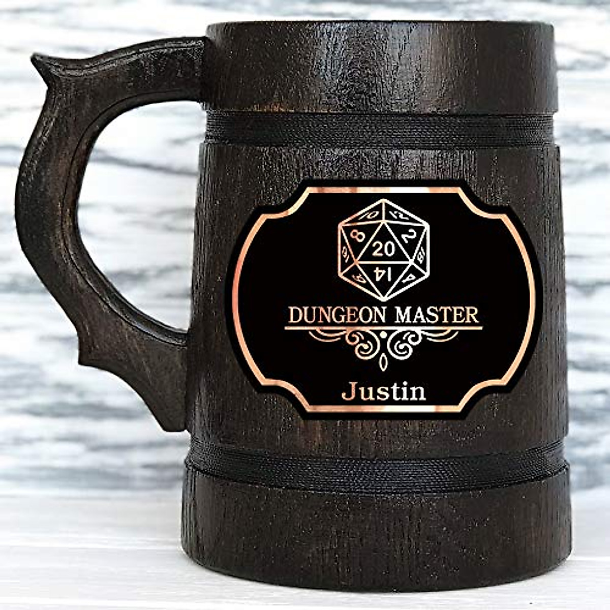 Dungeon Master Beer Mug. Wooden Beer Mug. Dungeon and Dragons Mug. Dungeon Master Personalized Mug. D&D Gift. Personalized Beer Stein. Best Gift. Personalized Gamer Gift Beer Tankard K150