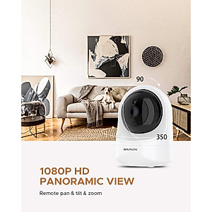 muson WiFi Home Camera for Baby/Pet/Nanny 1080P HD Indoor Wireless Surveillance Camera with Motion Detection, Night Vision, Two-Way Audio, Compatible with Alexa, Compatible with Smartphones, White