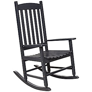 Amazon Aware FSC Certified Outdoor Porch Rocker Chair, Acacia Wood, Black