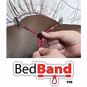 Bed Band Not Made in China. 100% USA Worker Assembled.. Bed Sheet Holder, Gripper, Suspender and Strap. Smooth any Sheets on any Bed. Sleep Better. Patented.,Black,1 Pack (4 Bands)
