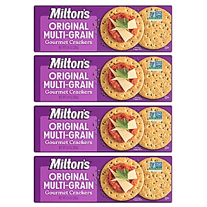 Milton's Gourmet Crackers, Original Multi-Grain - Non-GMO Project Verified, Natural Ingredients, Kosher, Great for Charcuterie Boards - 8.4 Oz, Pack of 4