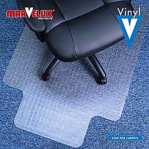 Marvelux Vinyl (PVC) Office Chair Mat for Very Low Pile Carpeted Floors 45" x 53" | Transparent Carpet Protector with Lip | Multiple Sizes