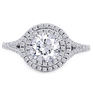SAVEARTH DIAMONDS 6MM Center Round Cut Sparkling Cubic Zirconia Split Shank Double Halo Engagement Ring In 14k White Gold Over Sterling Silver Jewelry For Women Gifts For Her-6.5