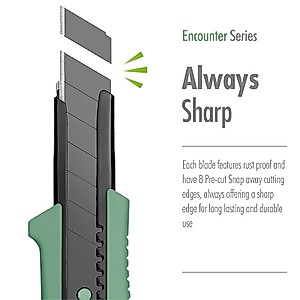 FantastiCAR Folding Utility Knife and Heavy Duty Retractable Cutter Set with Extra Blades (Dark Green)