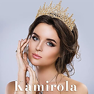 Kamirola Vintage Tiaras and Crowns for Women, Bridal Crown Princess Tiaras Headband, Costume Party Accessories for Brithday Halloween … (Gold&White)