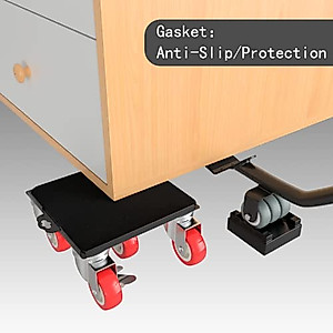 【Upgrade Large】 Furniture Dolly,Furniture Movers with 5 Wheels,Carbon Steel Panel Heavy Duty Dolly,Furniture Lifter with 5 360° Rotatable Rubber Universal Wheels,Maximum Load 3747LBS