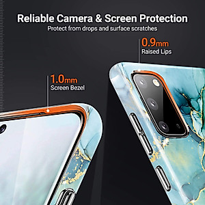 luolnh Galaxy S20 Marble Case - Shockproof Soft Silicone TPU Bumper Cover - Mint