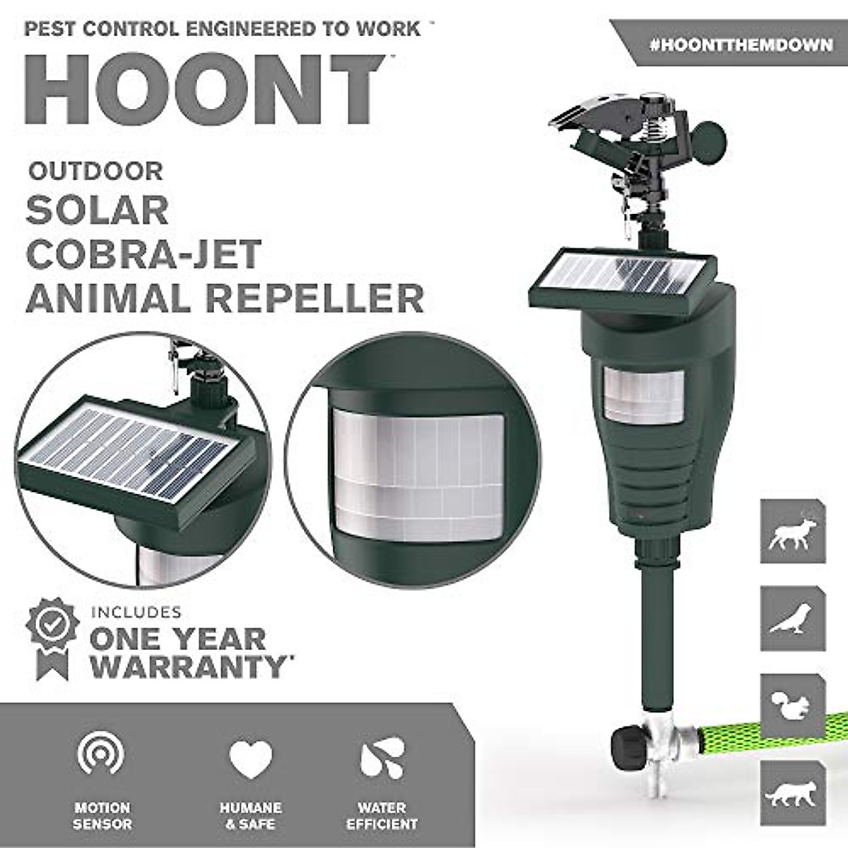 Hoont Cobra Animal Repeller | Outdoor Solar-Powered Motion-Activated ...