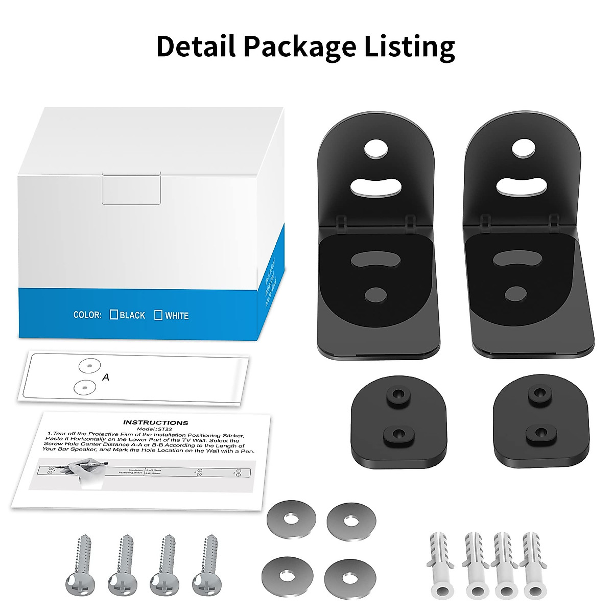 HomeMount Universal Soundbar Wall Mount - Adjustable Sound bar Mounts Mounting Shelf Stand Bracket for Fire TV/Samsung/TCL Channel Home Theater/LG/Vizio/Polk Audio/Klipsch/Insignia/JBL/Sony Sound Bars