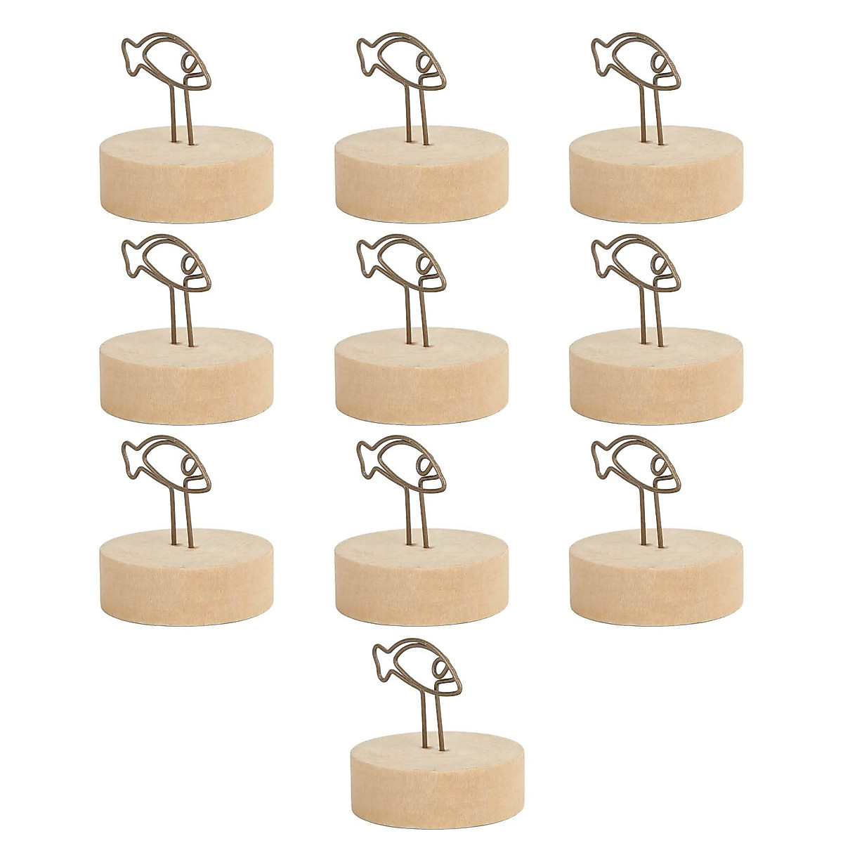 Fofetbfo 10PCS Table Number Holder Fish Shape Name Card Clips Table Card Holders Vertical Simple Place Card Holder Cute Place Card Holder with Log Base for Wedding Centerpieces Bridal Shower Birthday