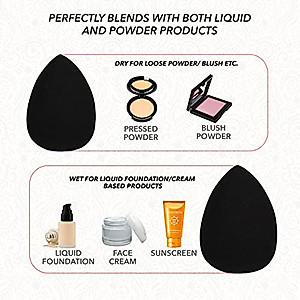 ForPro Expert Beauty Sponge Blender, Premium Makeup Sponge, Latex-Free, 100% Vegan & Cruelty-Free, Black