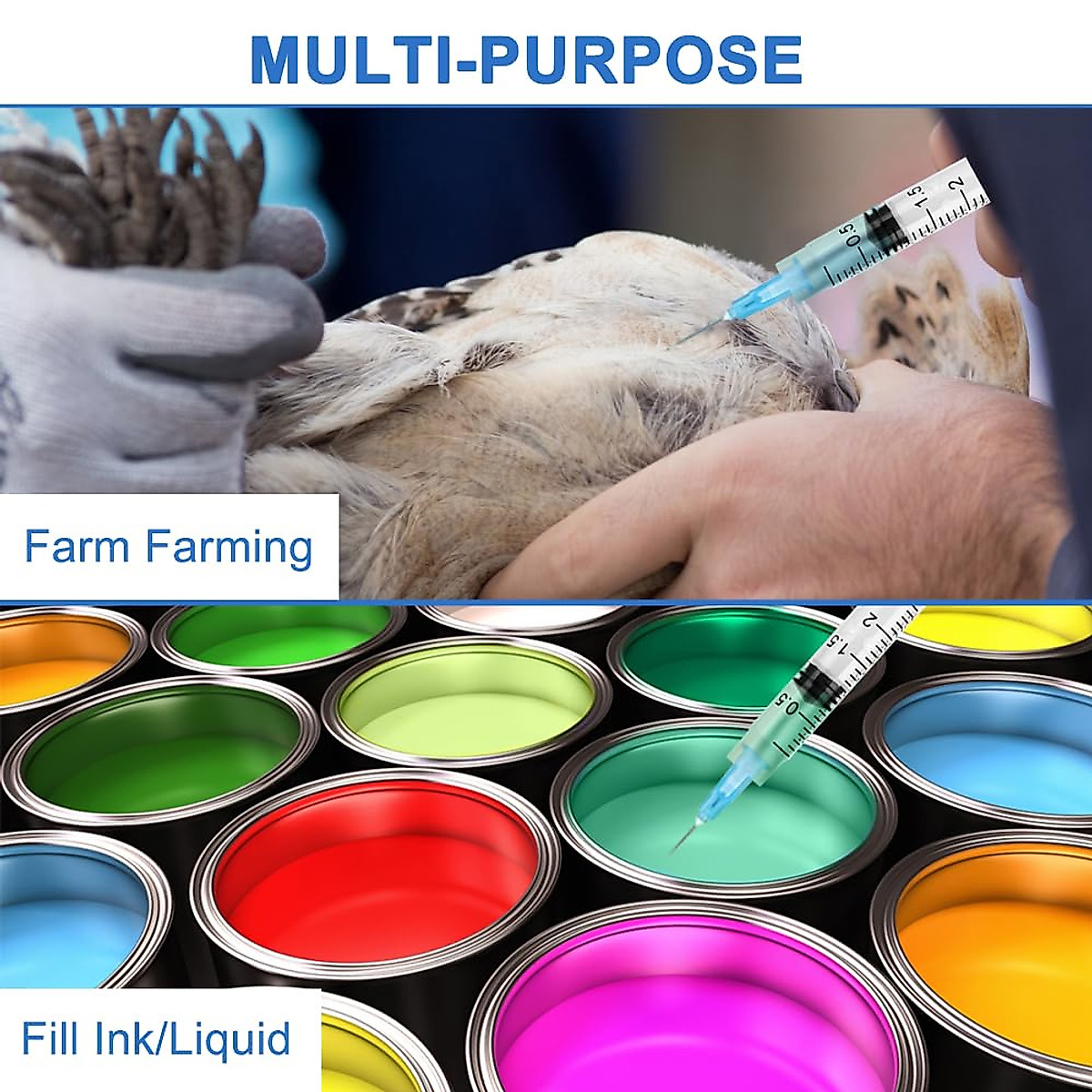 24 Pack Disposable 2.5 ml Syringes with Needle 23G 1”, Sterile Luer Lock Syringe Individually Packaged, Smooth and Accurate Dispensing for Labs, Liquid Measuring, Oil