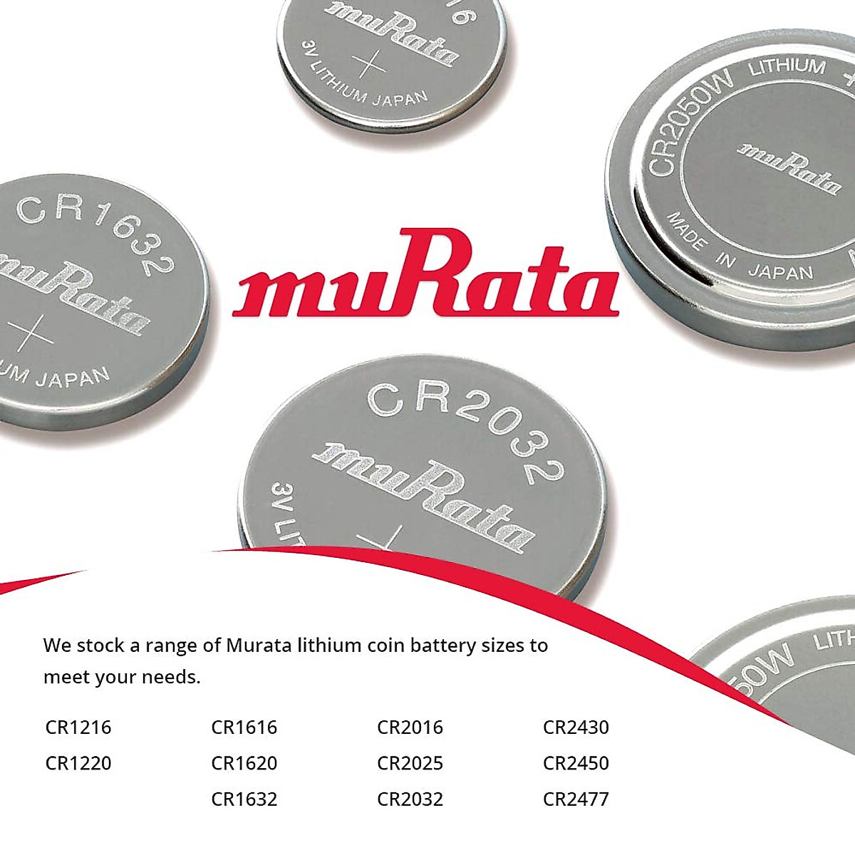Murata CR2430 Battery DL2430 ECR2430 3V Lithium Coin Cell (5 Batteries)