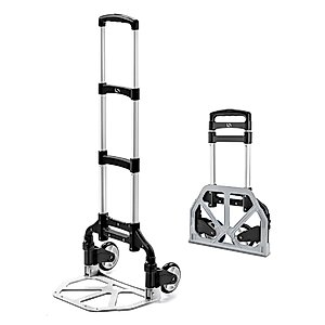 Folding Hand Truck, Dolly Cart with Wheels Foldable, Lightweight Aluminum Luggage Cart Portable Collapsible Trolly for Utility Cart, Hand Trucks for Moving Travel Shopping Airport Office