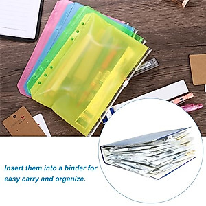 PATIKIL A5 Binder Pocket, 12 Pack PVC Zipper 6 Holes Binder Pouch Folders Document Waterproof Filing Storage Loose Leaf Bags for 6-Ring Notebook Binder, 6 Colors