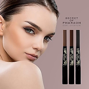 Dual Eye Brow Pencil Natural Brown - 2-in-1 Eye Brow Pencil and Eyebrow gel Masacara, Natural Looking Brows, Stay on All Day, Perfect for Feathering in Hair Like Stroke, Flawless Brows, Cruelty Free