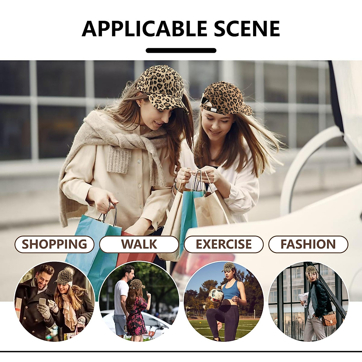 AULPEE Women's Baseball Cap,Low Profile Leopard Print Adjustable Hat,Vintage Baseball Hat (Dark Leopard)