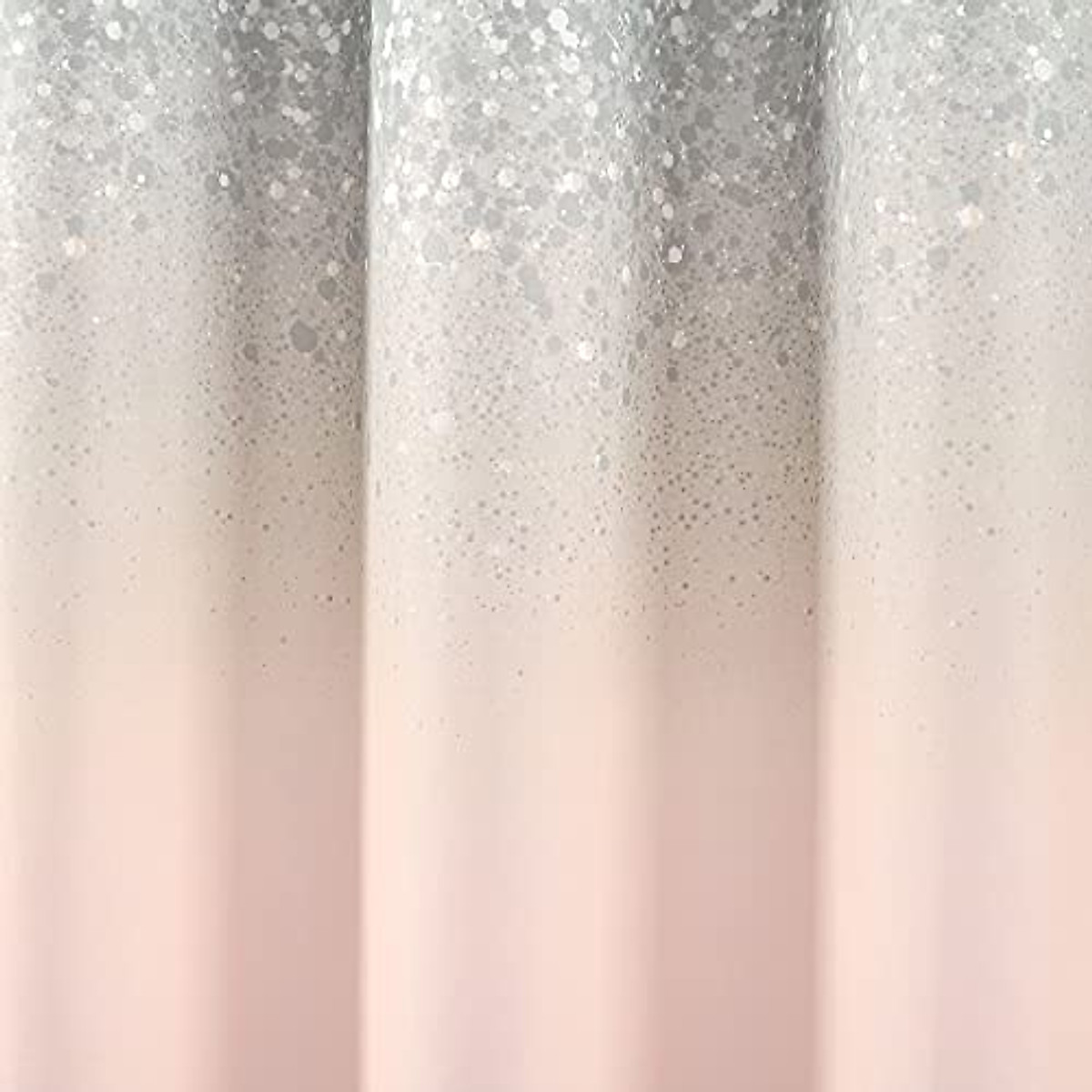 Lush Decor Glitter Ombre Metallic Print Shower Curtain, 72" x 72", Blush & Gray
