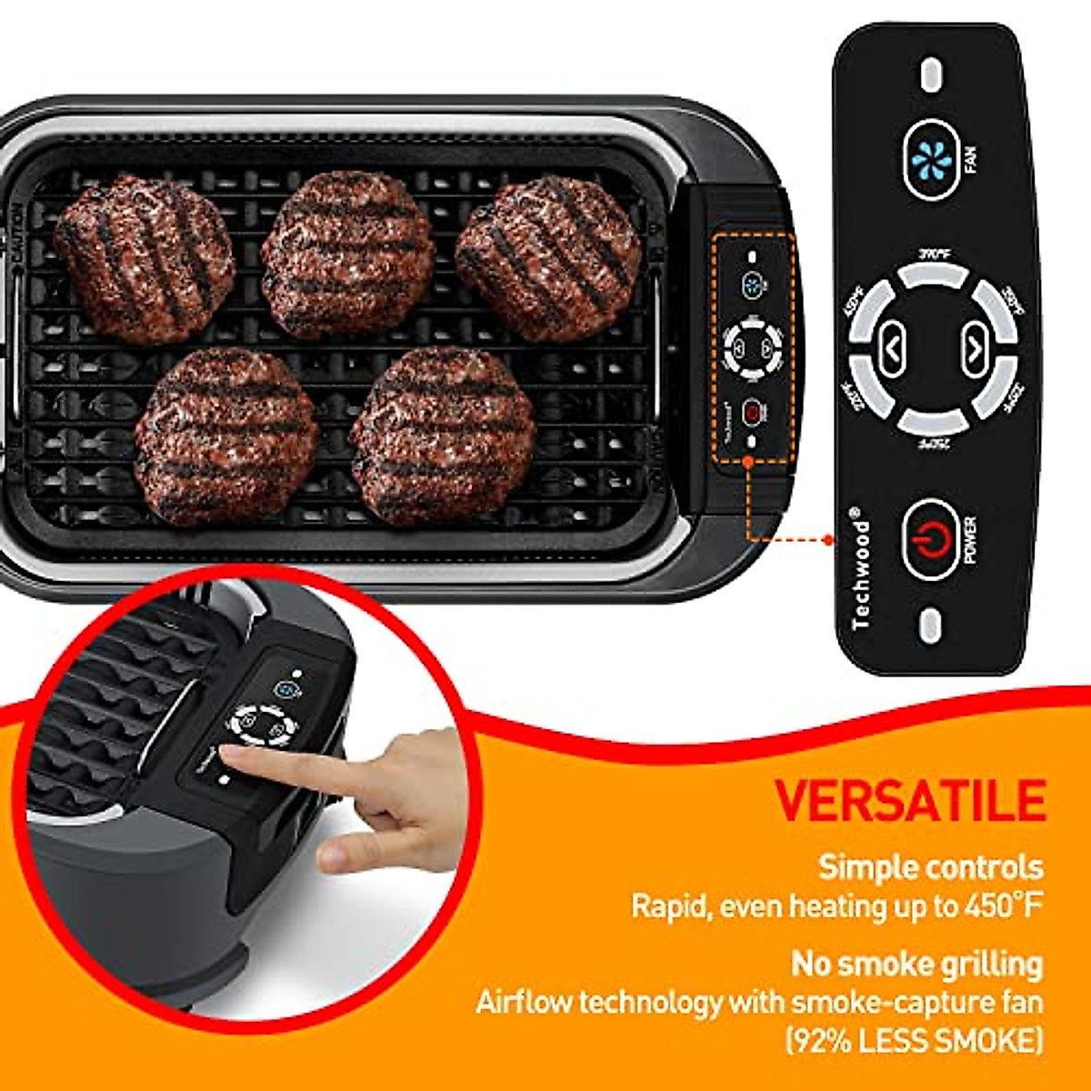 Indoor Smokeless Grill, Techwood 1500W Electric BBQ Grill with Temperature Control, Korean Grill Removable Grill & Griddle Plates, Tempered Glass Lid