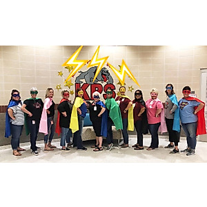 Kidsfere Superhero Capes and Masks for Adults Women Man - Party Capes for Team Spirit Building - 12 Mixed Colors