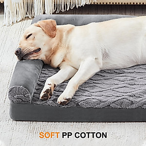 JOEJOY Orthopedic Dog Bed for Extra Large Dogs, Egg Crate Foam Dog Beds with Removable Washable Cover, Cozy Waterproof Lining Bolster Pet Sleeping Beds, Anti-Slip Bottom Dog Sofa Bed 44"x32"