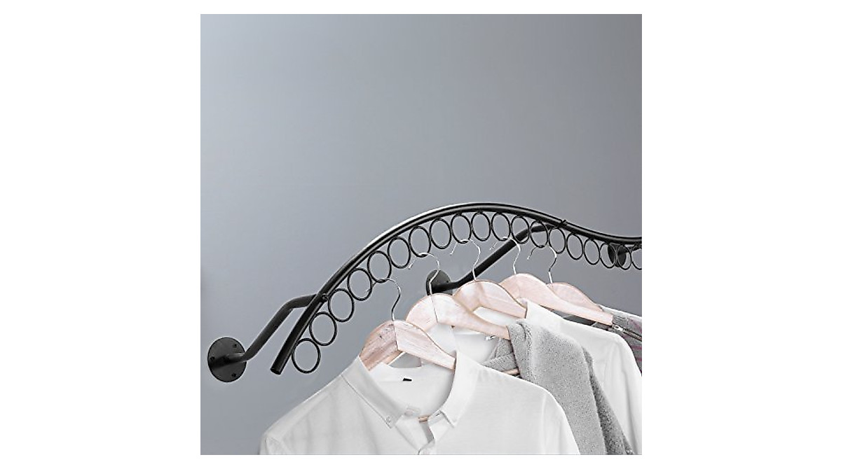 Stylish MyGift Wall Mounted Clothing Rack - 29 Hanger Rings