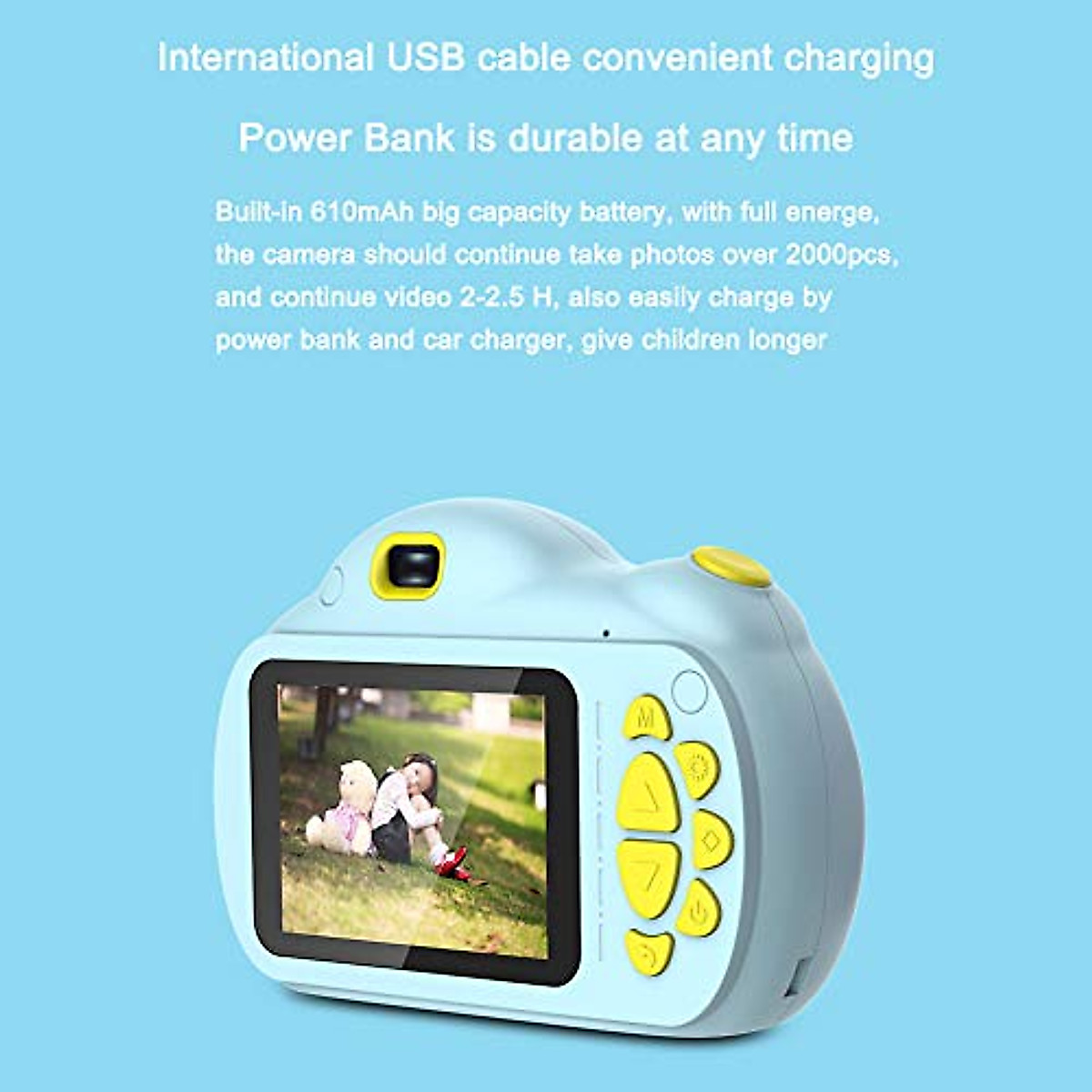 Mini Digital Camera Child Camera Toy Cartoon Video Recorder Can Shoot Camera 1080P 8MP Camera,Blue,16GB