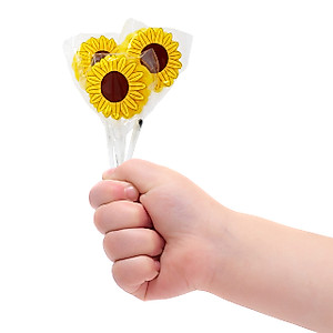 Sunflower Lollipops Suckers, Summer Birthday Party Candy Favors, Yellow Floral Decoration Lollipop, Set of 12 Individually Wrapped