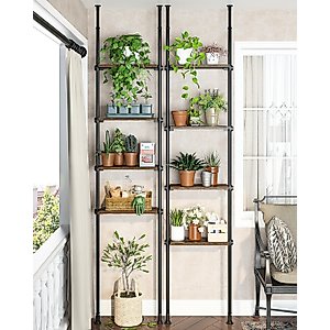 ALLZONE Adjustable Tall Narrow Bookshelf for Bedroom,4-Tier Ladder Bookshelf for Small Spaces,Tension Mount Small Book Shelf and Tall Bookcases, 64 to 113Inch Height Skinny Bookshelf with Open Storage
