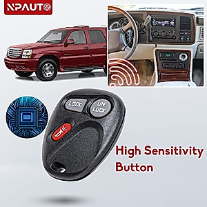 NPAUTO Key Fob Replacement Fits for Chevy Silverado Suburban GMC Sierra 1500 2500 3500 2001-2002 Tahoe Avalanche S10 GMC Sonoma Yukon XL Cadillac Escalade Keyless Entry Remote Control, 15042968,2-Pack