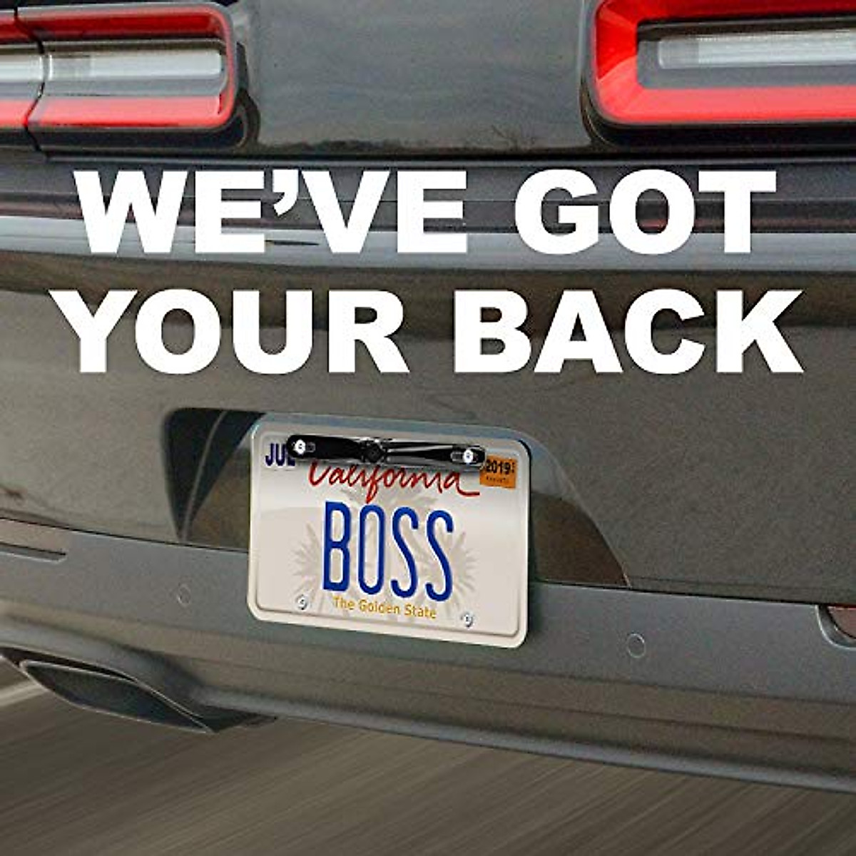 BOSS Audio Systems LPCB36 Car Rearview Backup Camera - License Plate Mount, High Resolution, Easy Mounting, 170 Wide Angle, Weatherproof, Low Light Friendly, Distance Guide View