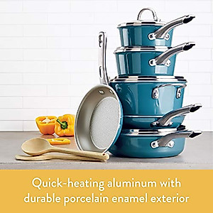 Ayesha Curry Kitchenware Ayesha Curry Home Collection Nonstick Stock Pot/Stockpot with Lid, 7.5 Quart, Twilight Teal Blue