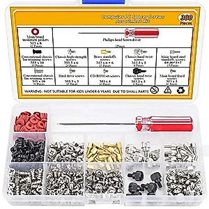 300Pcs Personal for Computer Screw Standoffs Set Assortment Kit with A Screwdriver for Hard Drive for Computer Case Motherboard - (Size: M3/ As Shown) SCRW-089768