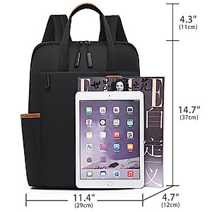 E-Tree Travel Laptop Backpack Women, 15.6 Inch, Slim Lightweigh Casual Computer Daypack Work College School Bag Bookbag Girls Purse (Black)