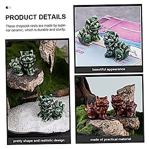 BESTonZON 10 pcs Statue Holders Brave Ceramic Table Kitchen Home Decors Green Animals Spoon Chopstick Knife Dining Troops Writing Calligraphy Luck Figurine Fork Rests Desktop Holder Lovely