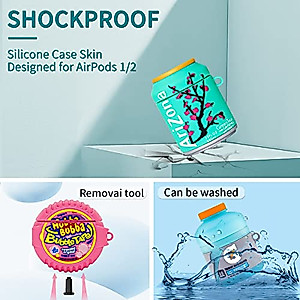 3-Pack Cute Airpods Case for Airpod 2/1, Kawaii 3D Cartoon Funny Airpods Cover Food Design Fashion Silicone Case for Airpods 1&2 Charging Case for Girls Boys Kids (Sport Water+Bubble Gum+Green Drinks)
