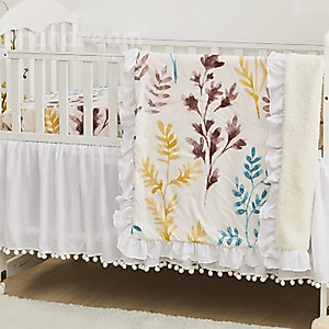 Brandream Girls Baby Bedding Floral Nursery Bedding White Black Rose Crib Blanket for Newborn Infant, 3 Piece Vintage Bedding