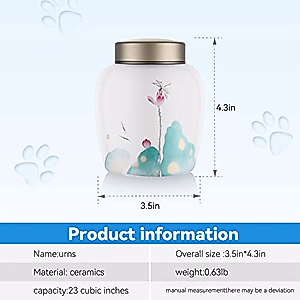 NEWDREAM Urns for Human Ashes Urns for Cat Urns,Pet Urns for Cat Ashes,Cat Urns for Ashes Animal Urns for Ashe Pet Cremation Urn (White Lotus)