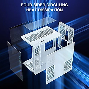 GIM ATX Gaming PC Case, 270° Full View Tempered Glass, 360MM RAD Support, Mid Tower Computer Case with Front Panel RGB Strip, USB 3.0 I/O Port & 2 Magnet Dust Filter, Fans are Not Included (White)