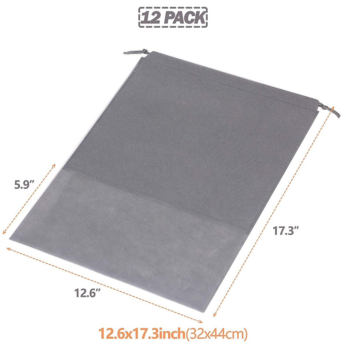 12PCS Shoe Bags for Travel Non-Woven with Rope for Men and Women Large Shoes Storage Organizers Pouch