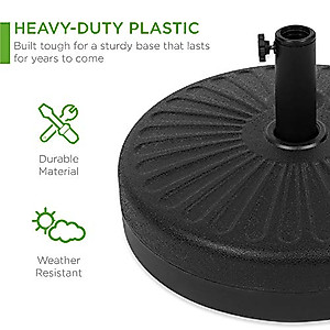 Best Choice Products Fillable Umbrella Base Stand Round Plastic Patio Umbrella Pole Holder for Outdoor, Lawn, Garden, 55lbs Weight Capacity - Black