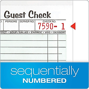 Adams Guest Check Pads, Single Part, Perforated Guest Receipt, 3-2/5" x 6-1/4", 50 Sheets per Pad, 10 Pack (525SW), White