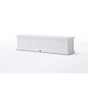 NovaSolo Halifax Pure White Mahogany Wood Large 2-Tier Tv Stand And 2 Drawers