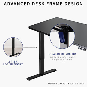 VIVO Electric Height Adjustable 60 x 24 inch Memory Stand Up Desk, Black Solid One-Piece Table Top, Black Frame, Standing Workstation with Preset Controller, DESK-KIT-1B6B