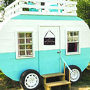 Funly mee Welcome to Camp Hanging Decorative Black Metal Sign 11.8×7.87 (inches)