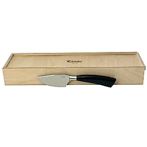 Coltelleria Saladini Stainless Steel 3-Piece Soft Cheese Knife 7-Inch, Parmesan Knife 4-Inch, Semi-hard Cheese Knife 5.5-Inch Set with Buffalo Horn Handle