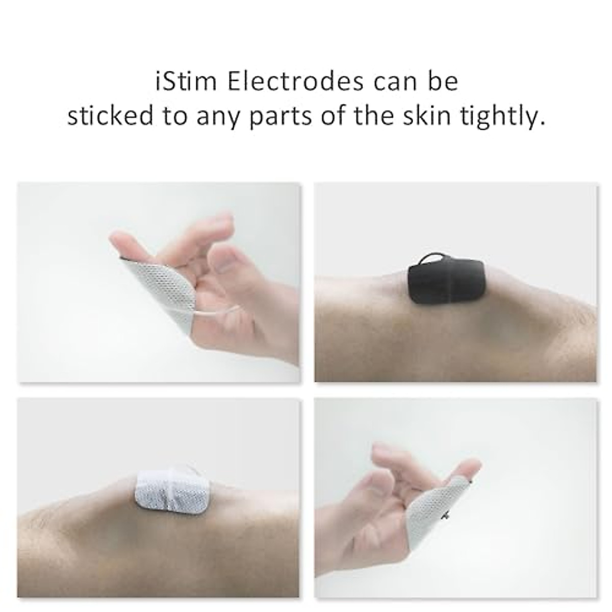 iStim Super Soft 2"x2" TENS Unit Electrodes for TENS Massage EMS Unit/Muscle Stimulator - 100% Japanese Gel - 16 Pieces Reusable Electrode Pads (2"x2"- 16 Pieces - Black)