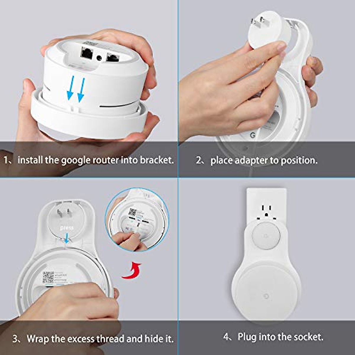 Outlet Mount for Google WiFi Router 2020 Model [AC1200], Space Saving Wall Mount for Expanding Coverage and Winding Messy Cord(3 Pack)